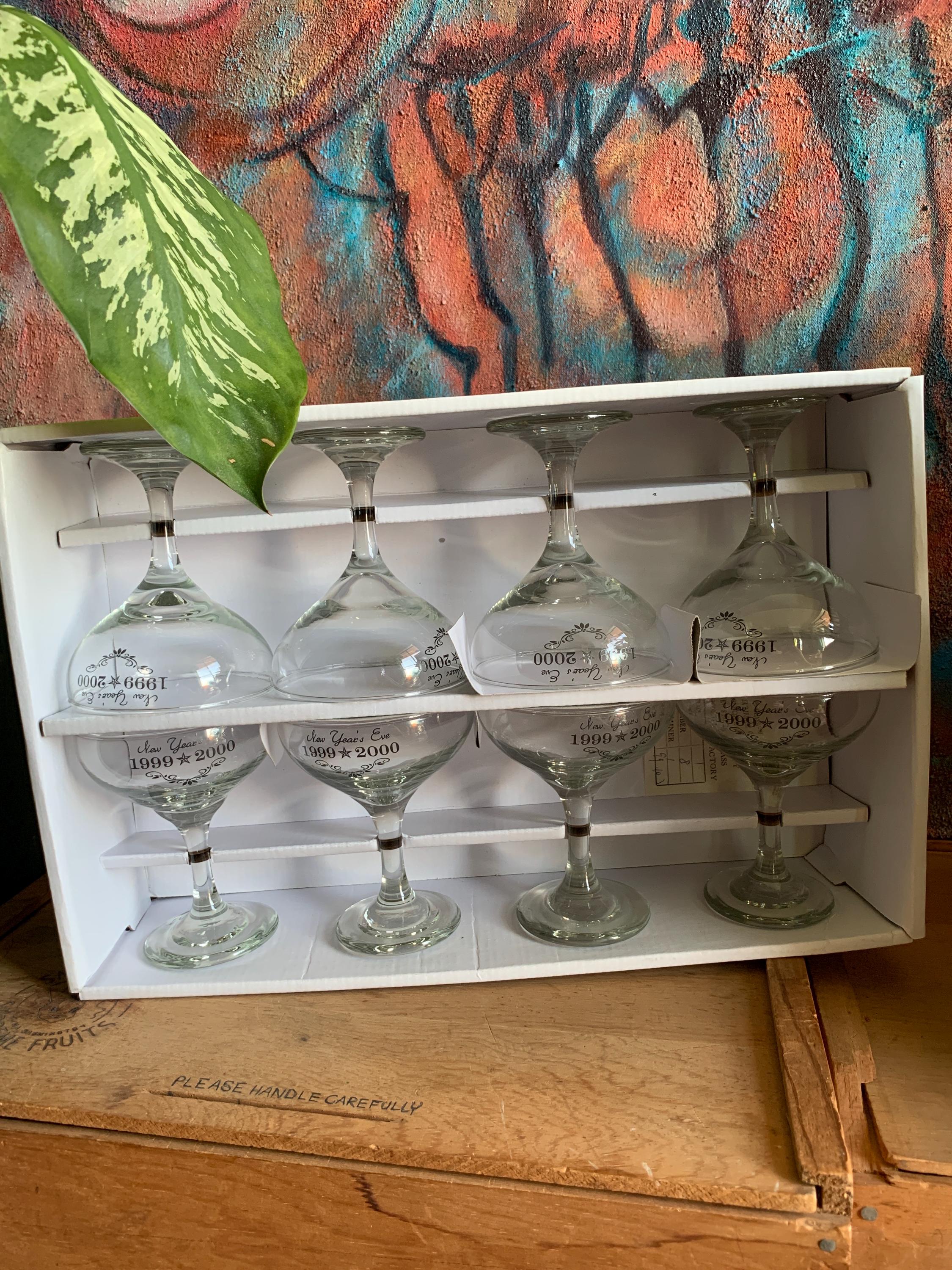 1999-2000 New Year's Eve Millennium Champagne Glasses Set of 8, New in ...