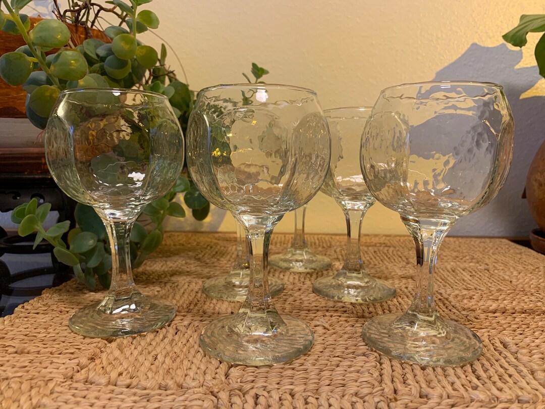 Libbey Chivalry Clear Glass Hock Wine Goblets Set of 6, Vintage Barware ...