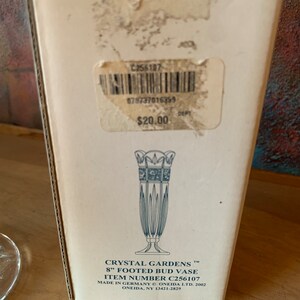 2002 Oneida Crystal Gardens 8" Footed Bud Vase, Made in Germany, Cut ...