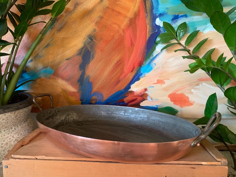 Vintage Dehillerin France Large Oval Copper Pan With Bronze Handles ...
