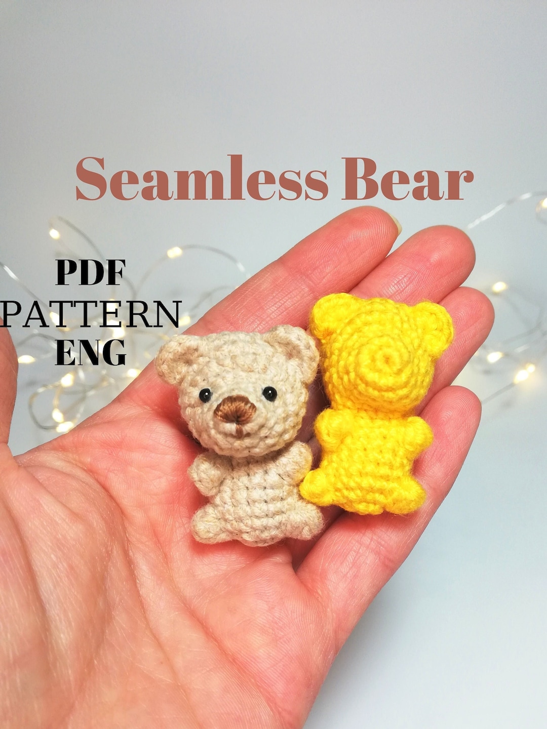 No Sew Crochet Bear Pattern, Seamless Amigurumi 4cm Tiny Teddy Bear ...