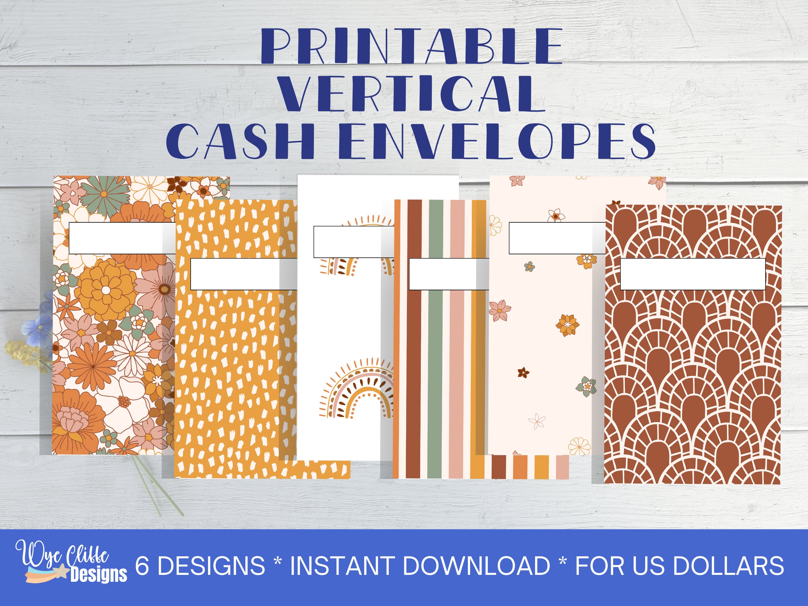 Printable Vertical Cash Envelopes - Groovy - Etsy