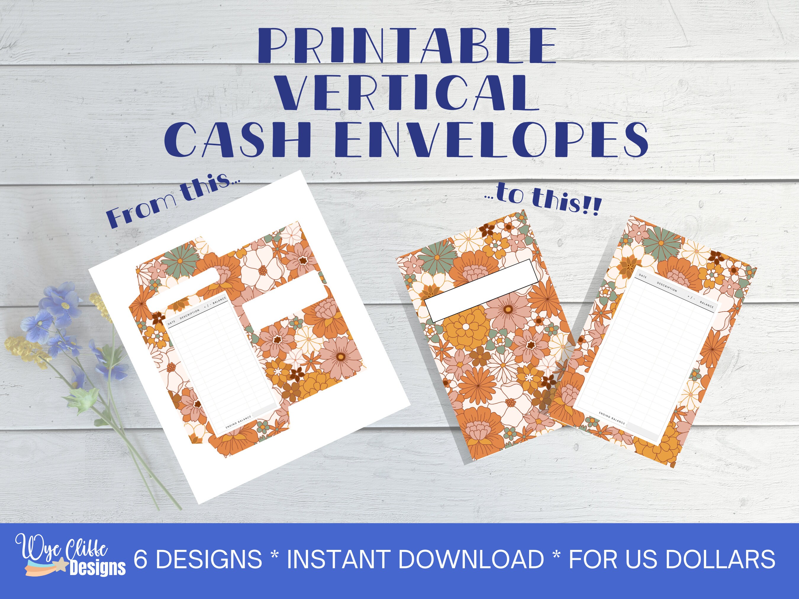 Printable Vertical Cash Envelopes - Groovy - Etsy