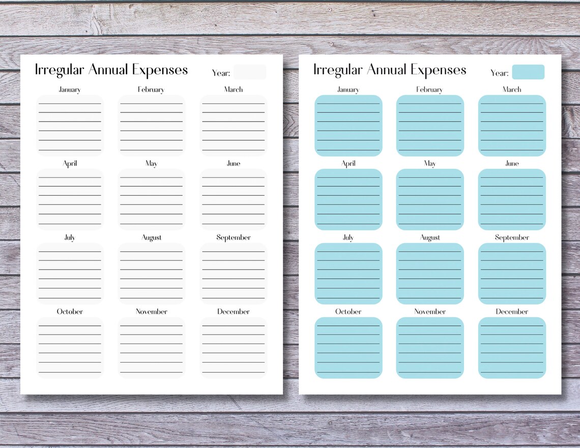 Irregular Annual Expenses Tracker Instant Download PDF Printable ...