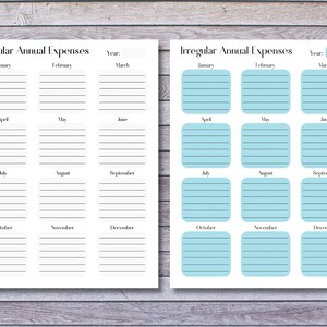 Irregular Annual Expenses Tracker Instant Download PDF Printable ...