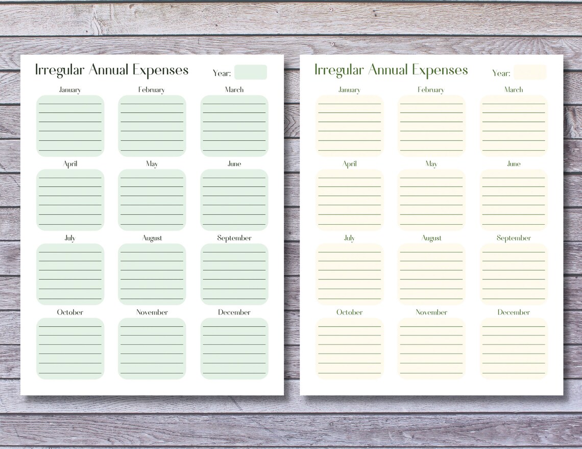 Irregular Annual Expenses Tracker Instant Download PDF Printable ...