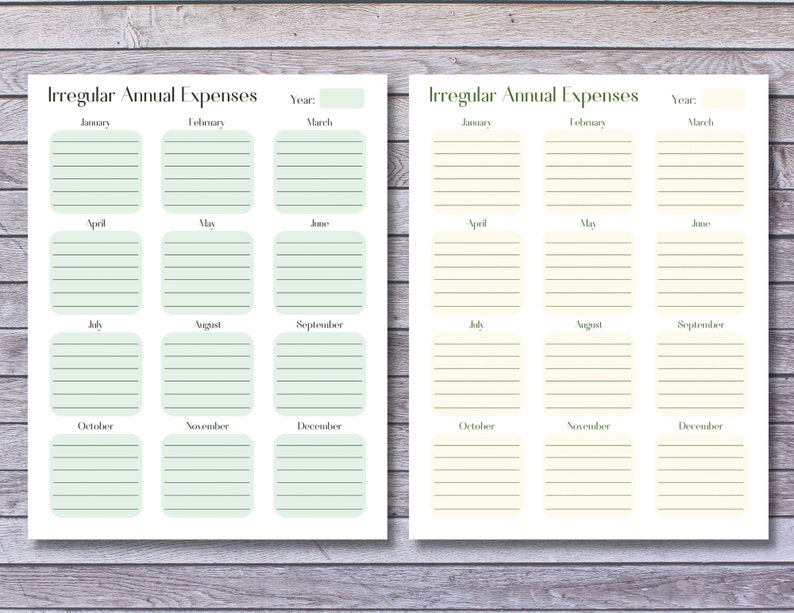 Irregular Annual Expenses Tracker Instant Download PDF Printable ...