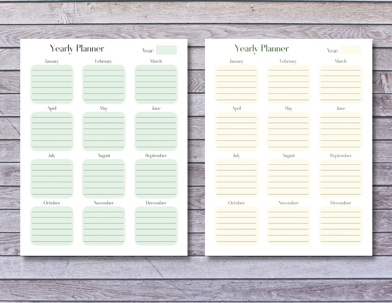 Yearly Planner at a Glance Instant Download PDF Printable + Goodnotes ...