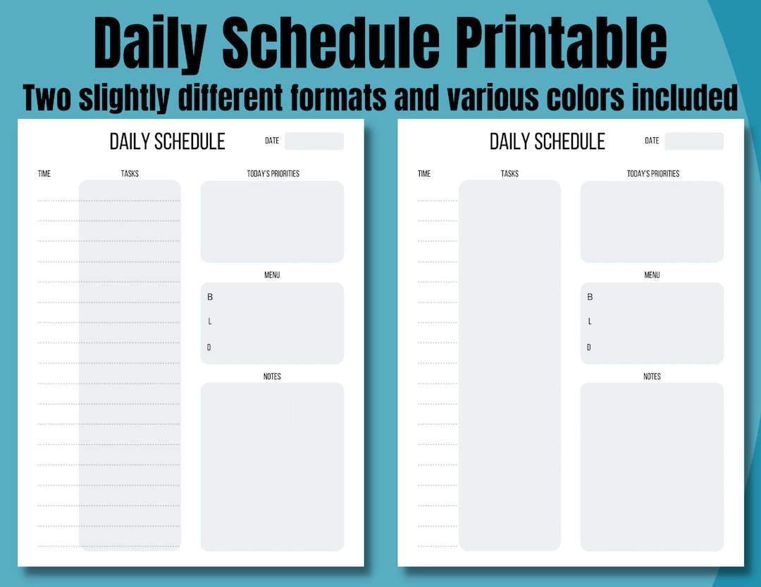 Daily Schedule Planner Instant Download PDF Printable + Goodnotes ...