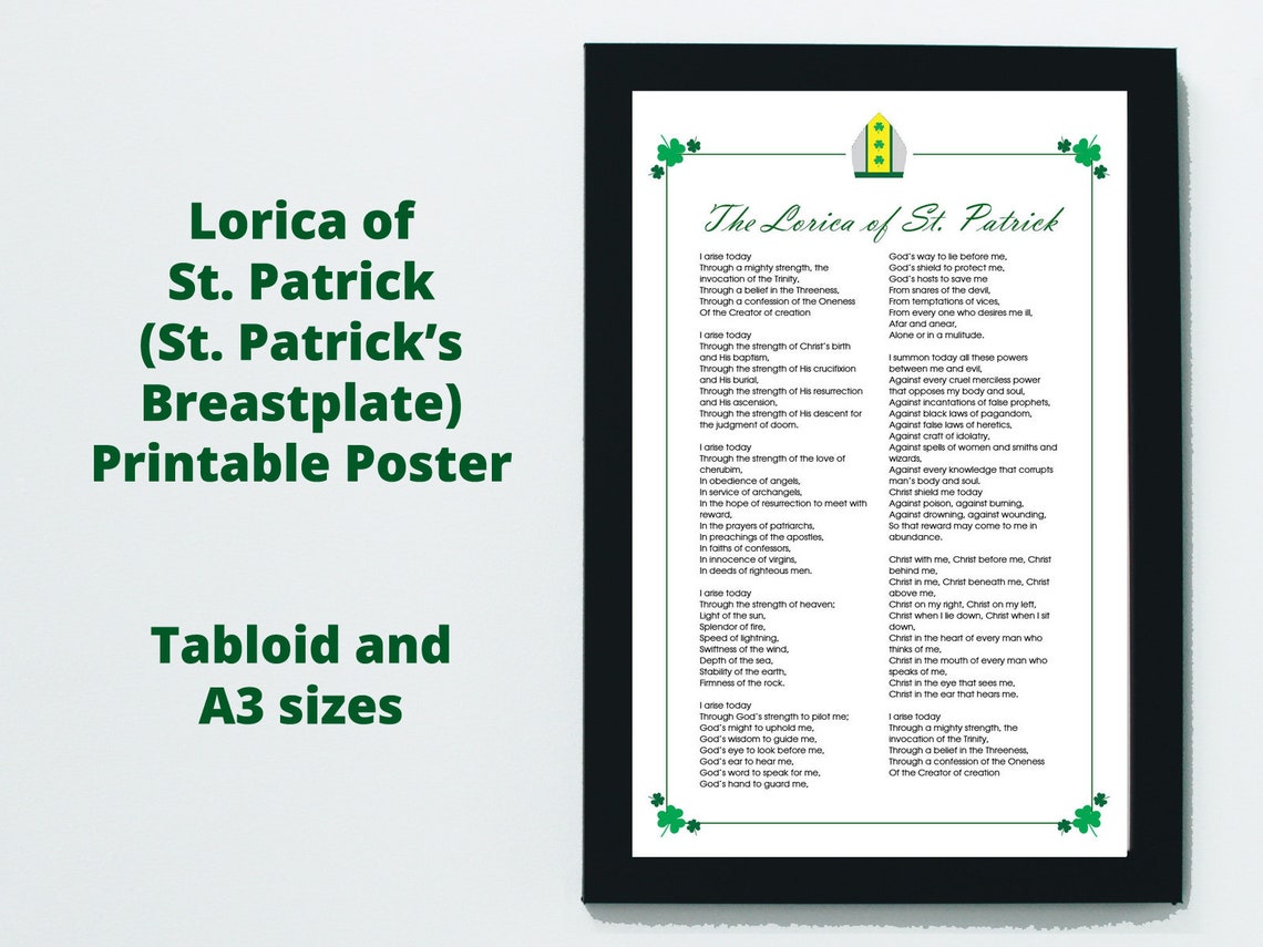 Lorica of St. Patrick Printable Poster | St. Patrick's Breastplate - Etsy