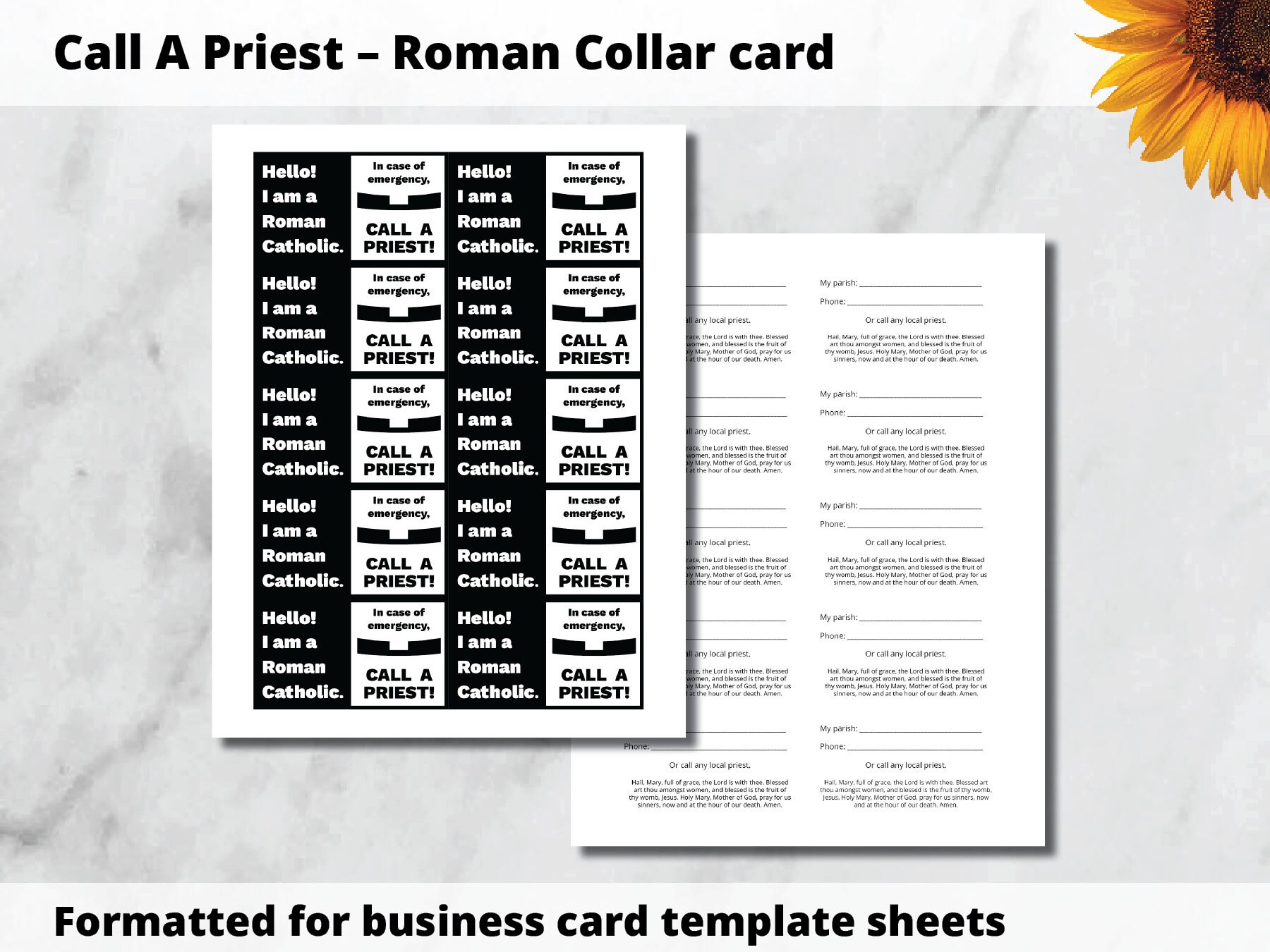 Printable Call a Priest - Roman Collar Card | Catholic Emergency ...