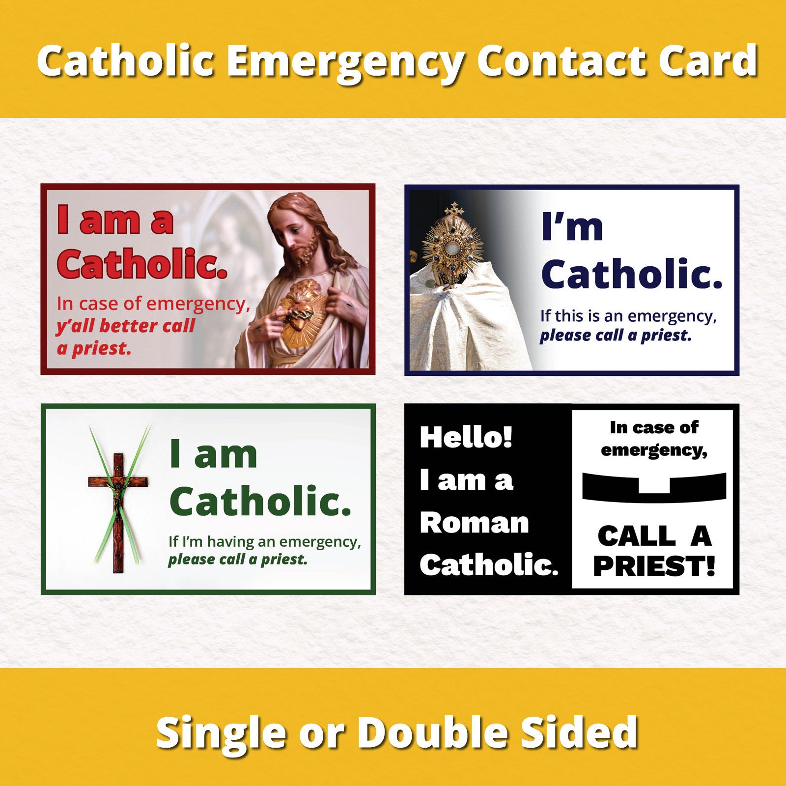 Call a Priest Variety Pack Catholic ID Card Emergency - Etsy