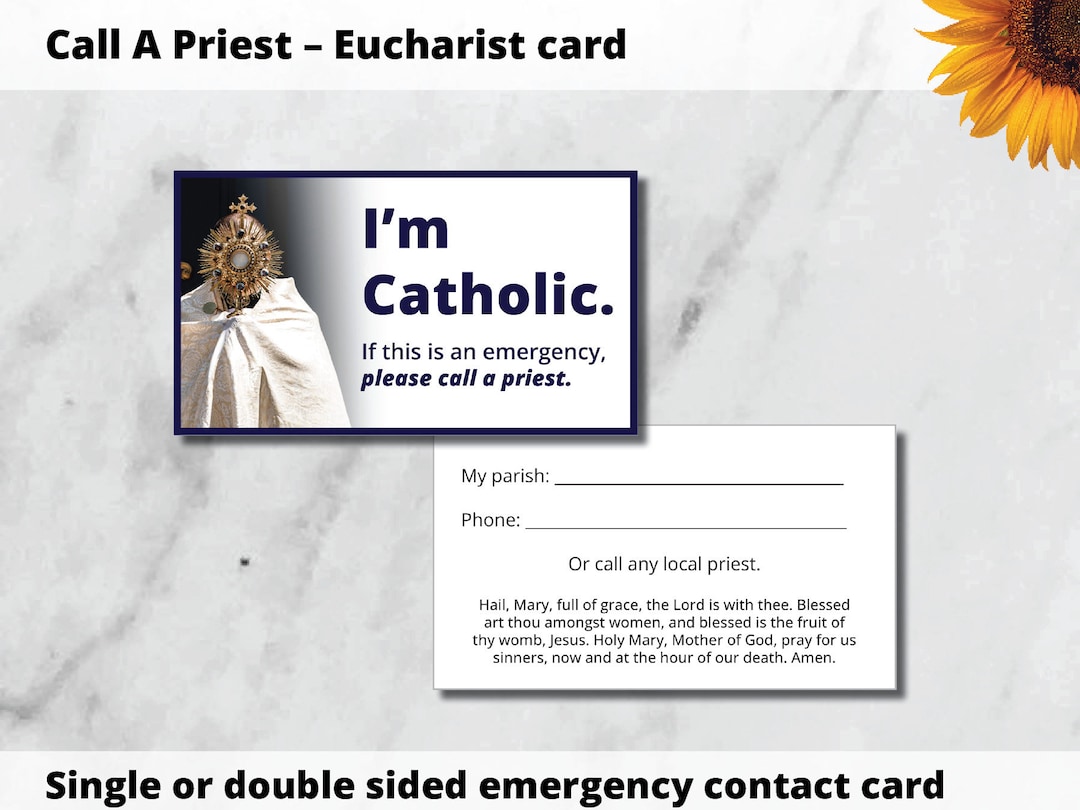 Printable Call a Priest - Eucharist Card | Catholic Emergency Contact ...