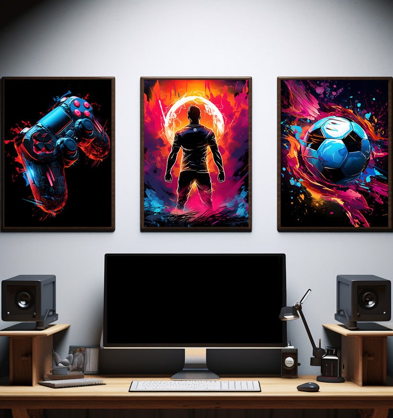 Modern Gaming Wall Murals Gaming Room Decoration Gaming Motifs Football ...