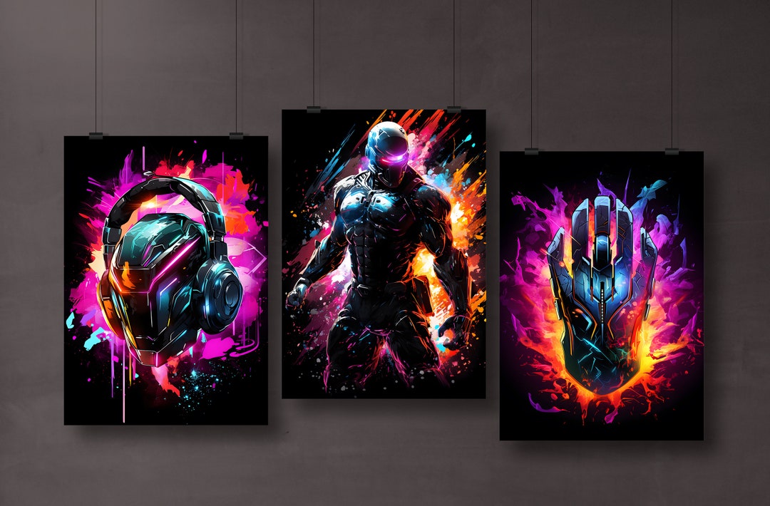 Modern Gaming Wall Murals Gaming Room Decoration Gaming Motifs Cyborg ...