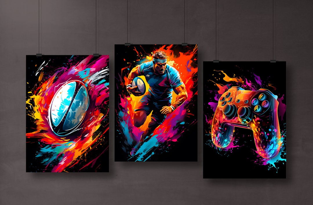 Modern Gaming Wall Murals Gaming Room Decoration Gaming Motifs Rugby ...