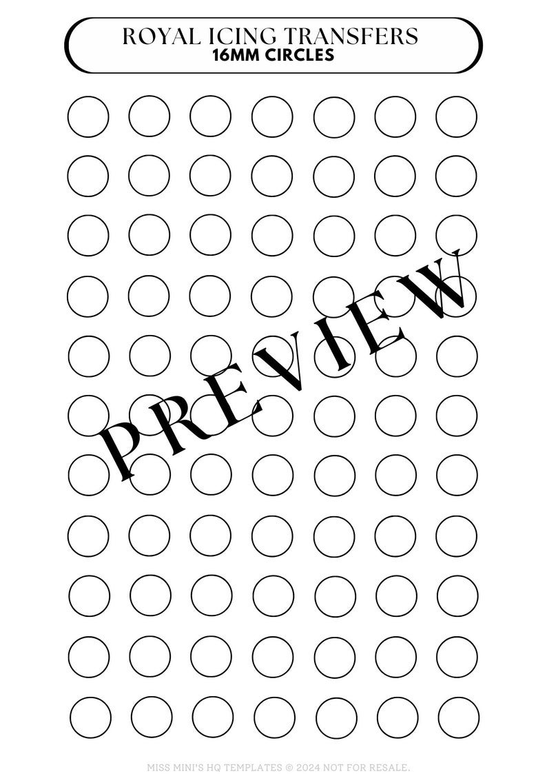 Circle Royal Icing Transfers Template, 10mm-60mm (PDF Pattern) - Etsy