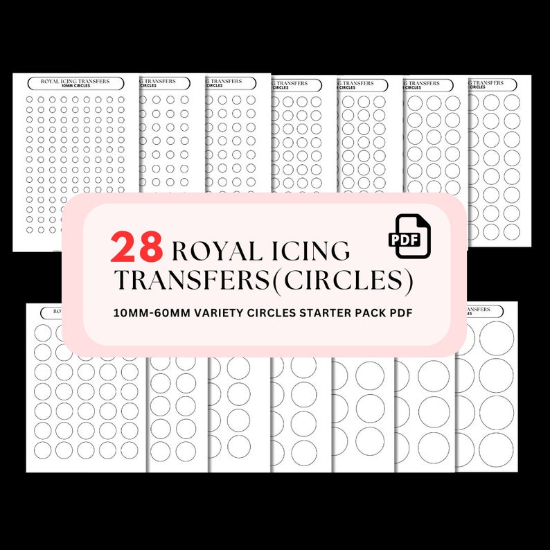 Circle Royal Icing Transfers Template, 10mm-60mm (PDF Pattern) - Etsy