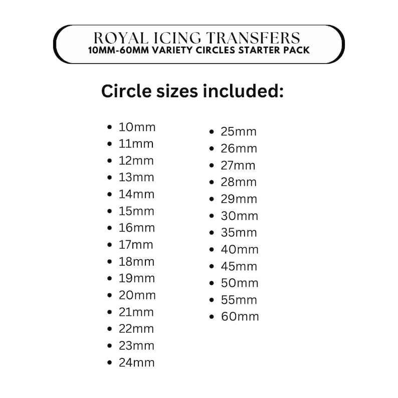 Circle Royal Icing Transfers Template, 10mm-60mm (PDF Pattern) - Etsy