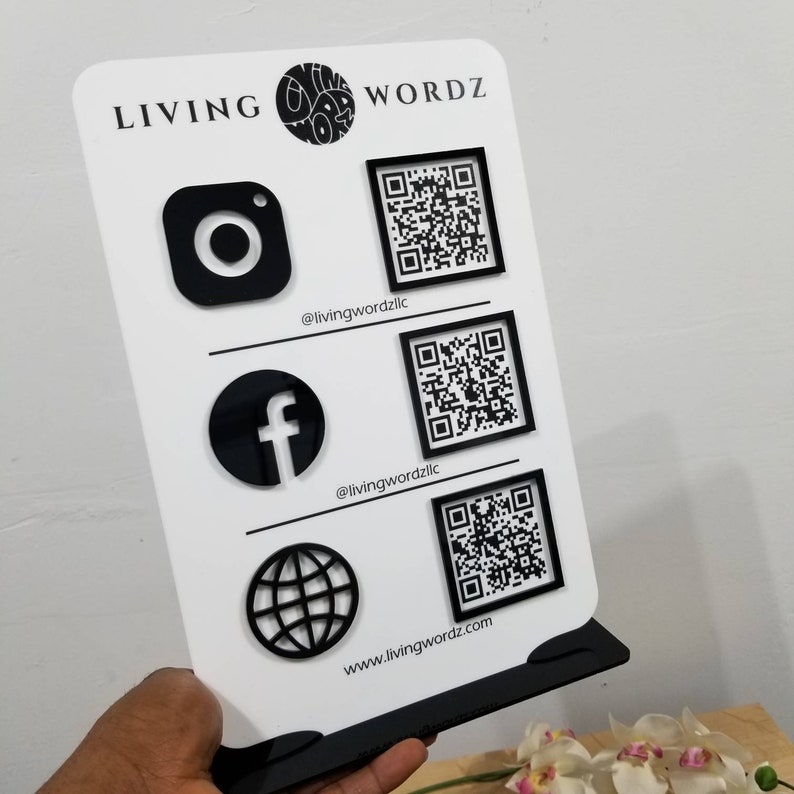 Business QR Code Triple Icon Social Media Sign Multi QR - Etsy