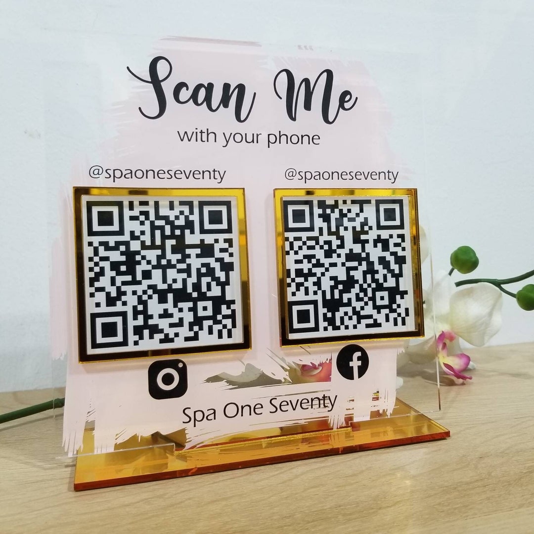 Multi Qr Code Sign Qr Code Sign Business Social Media Sign Acrylic Qr Code Sign Business Qr Code ...