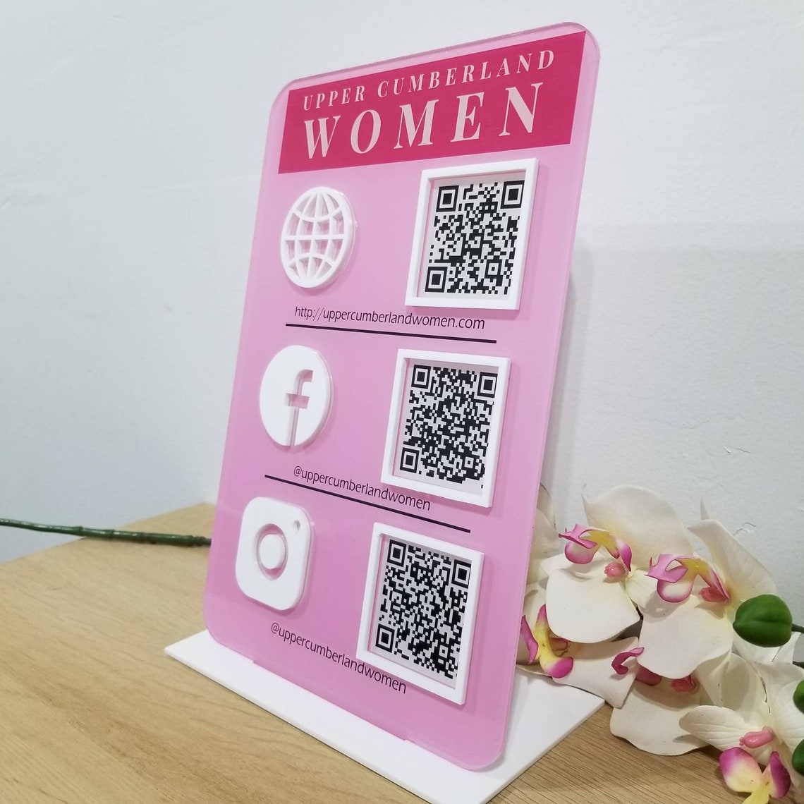 Triple Icon and QR Code Business Qr Code Sign Multi QR | Etsy