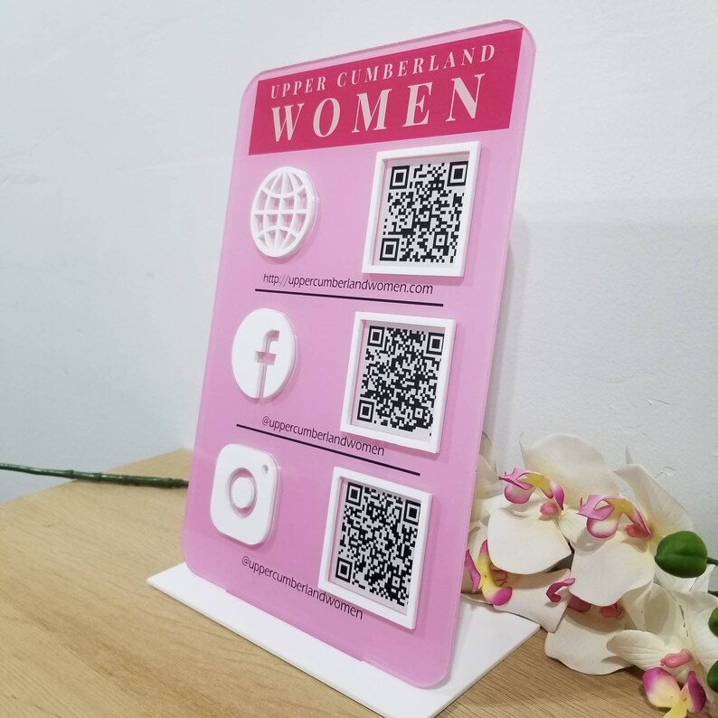 Triple Icon and QR Code Business Qr Code Sign Multi QR - Etsy