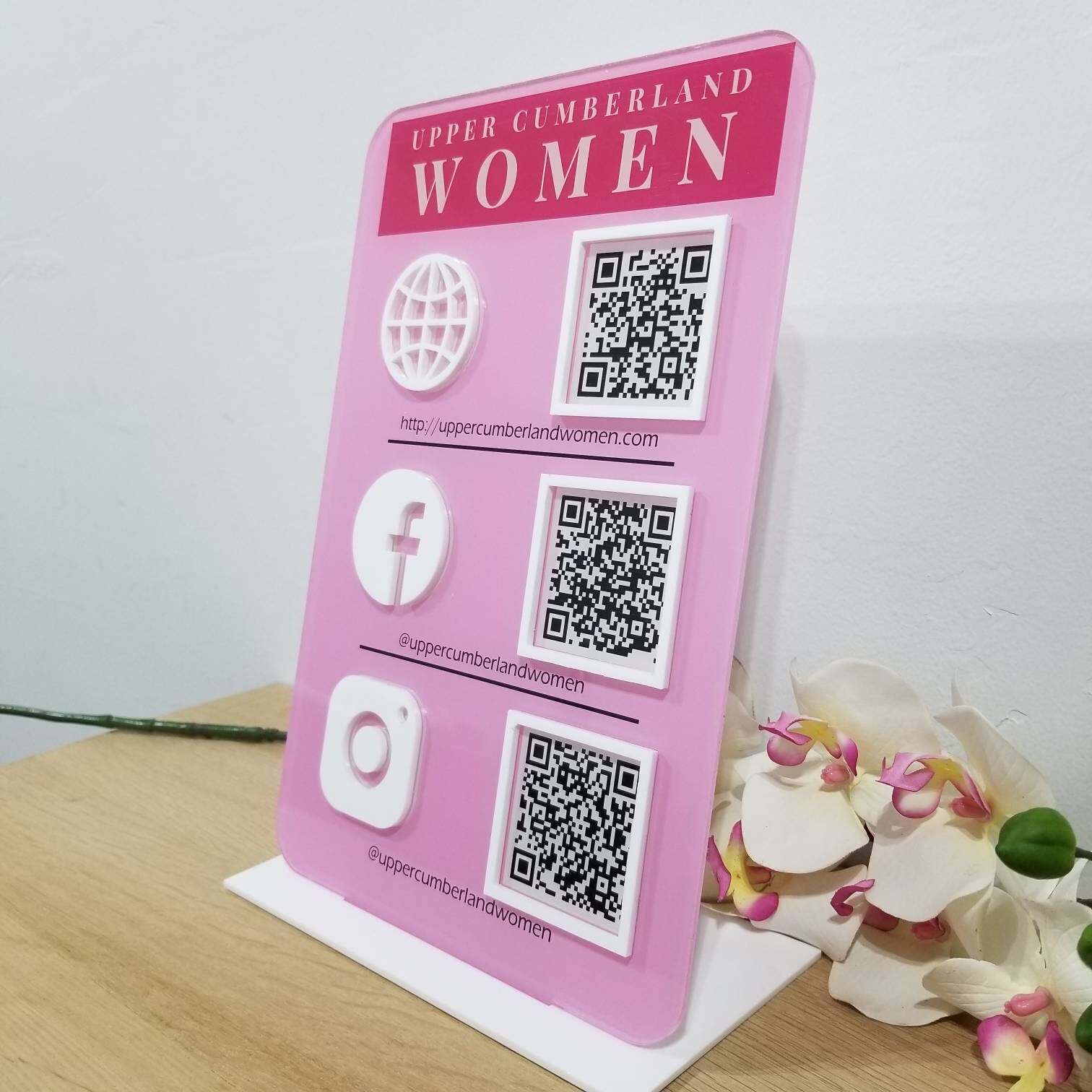 Triple Icon and QR Code Business Qr Code Sign Multi QR | Etsy