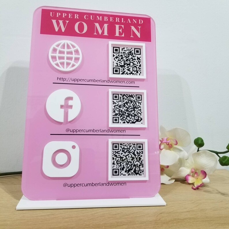 Triple Icon and QR Code Business Qr Code Sign Multi QR - Etsy