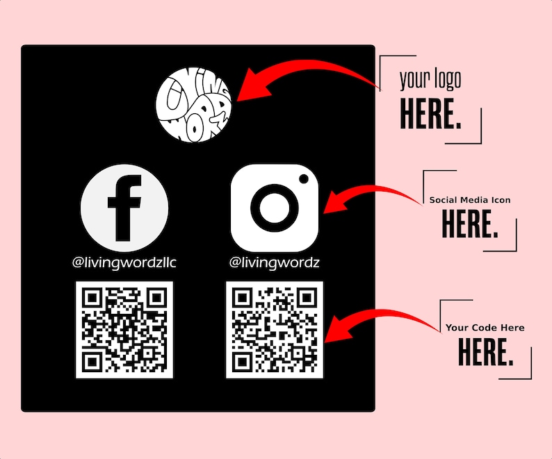 QR Code Single Social Media Sign Qr Code Sign 3 Icon QR - Etsy