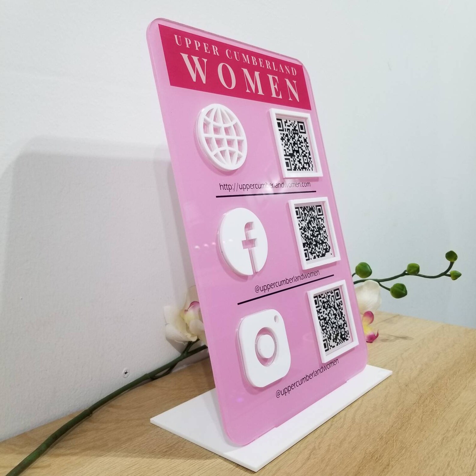 Triple Icon and QR Code Business Qr Code Sign Multi QR | Etsy