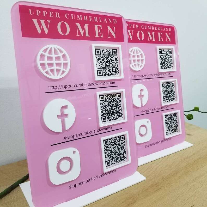 Triple Icon and QR Code Business Qr Code Sign Multi QR | Etsy