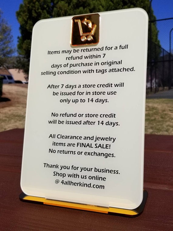 Return Policy Refund Policies Small Business Return Policy | Etsy