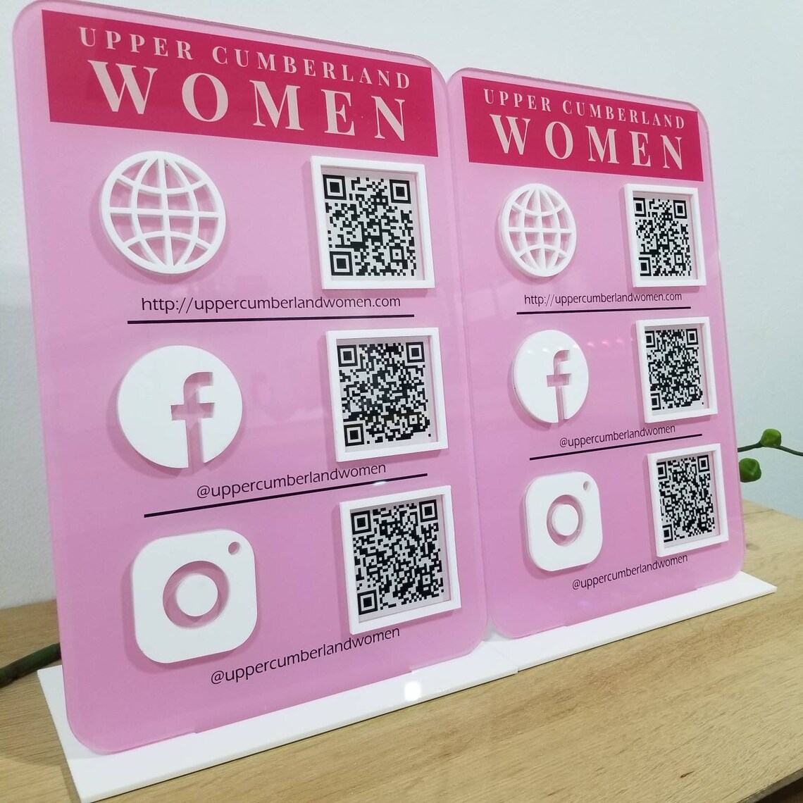 Triple Icon and QR Code Business Qr Code Sign Multi QR | Etsy