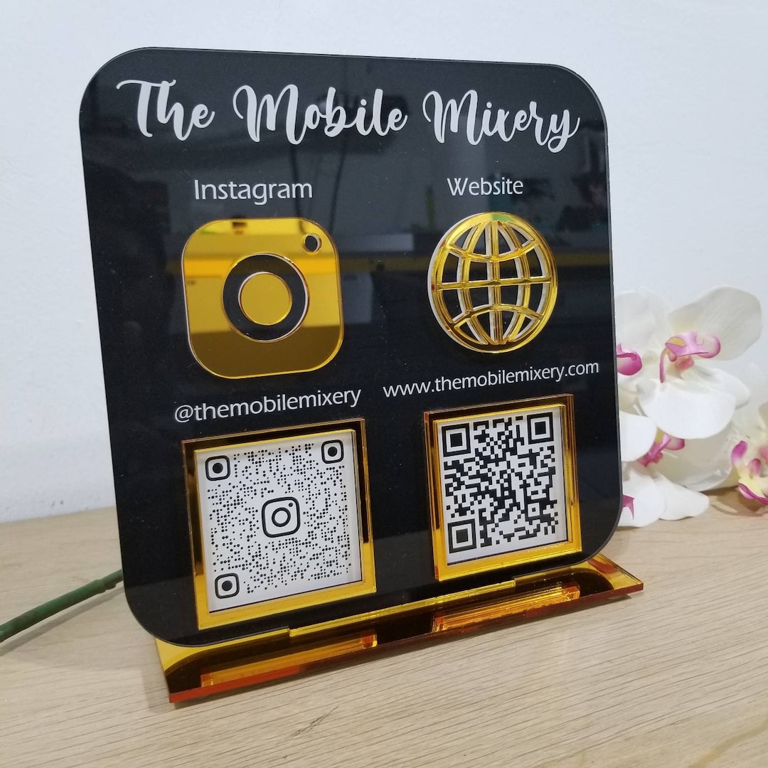 Multi QR Code Sign Business Social Media Instagram QR Code Acrylic ...