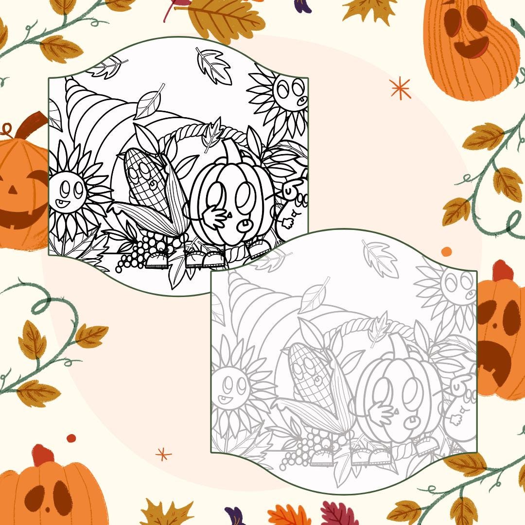 Thanksgiving Happy Autumn Coloring Tracing Pages With Borders Set of 3 ...