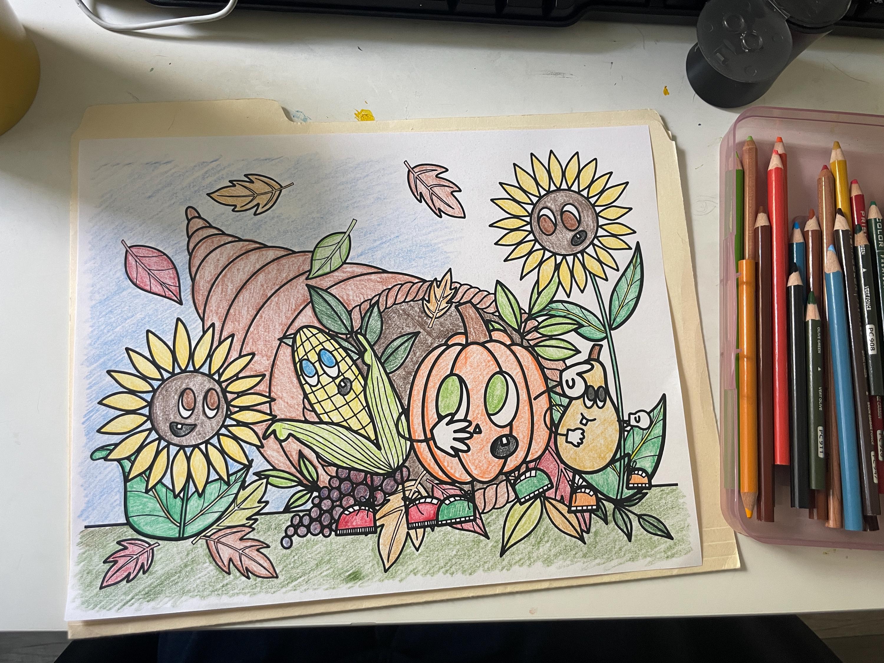 Thanksgiving Coloring Pages: Autumn Cornucopia, Traceable Designs (PDF ...