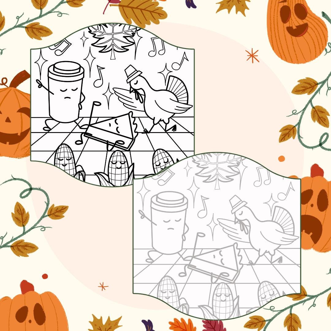 Thanksgiving Happy Autumn Coloring Tracing Pages With Borders Set of 3 ...