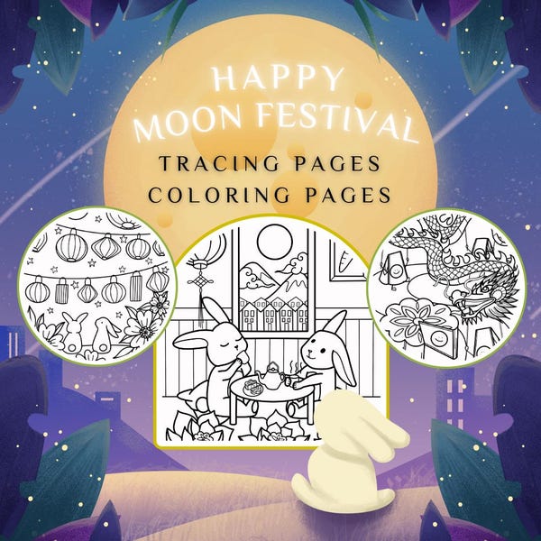 Mid-autumn Festival Coloring Page, Moon Festival Activity Sheet ...