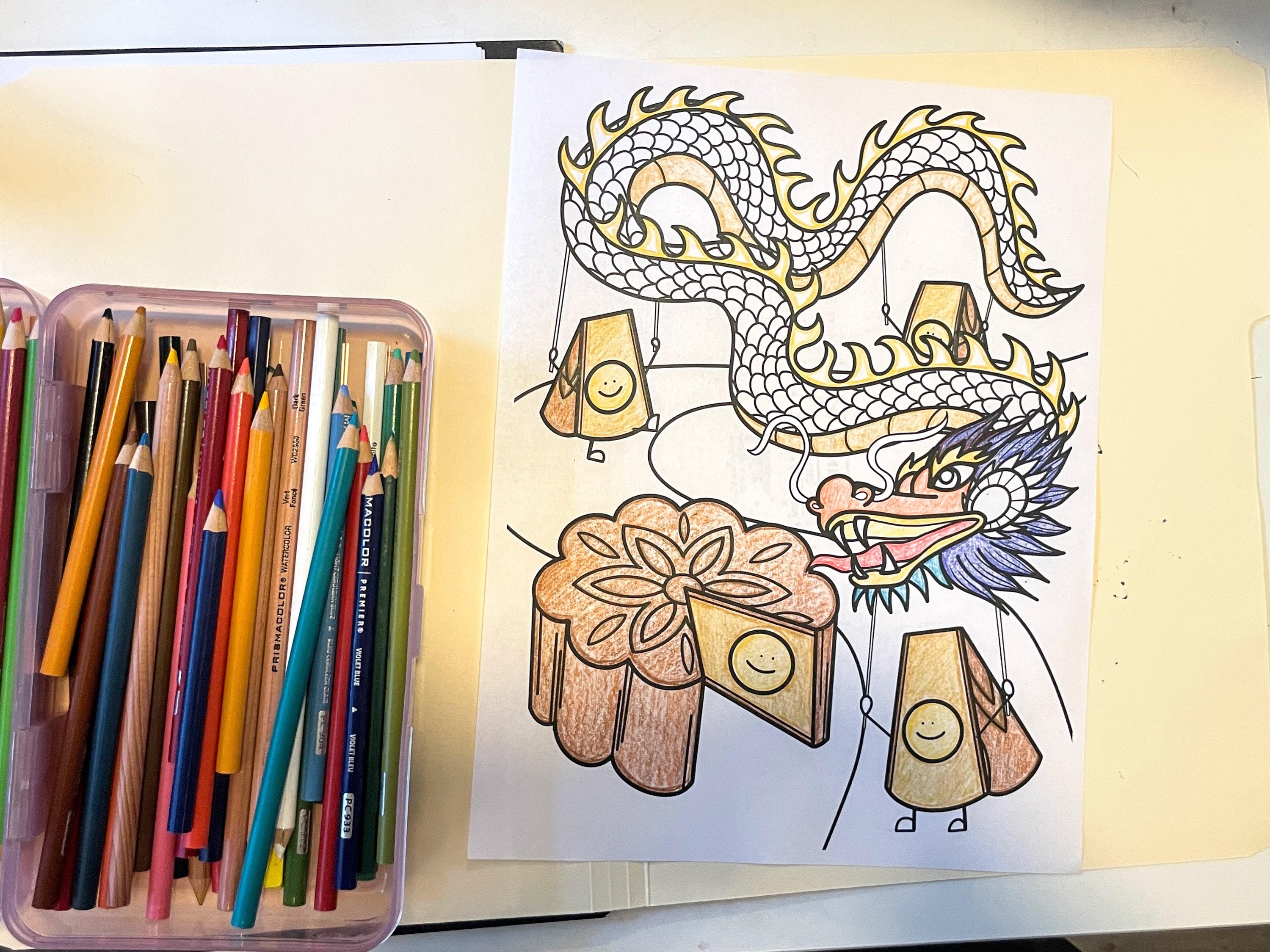 Moon Festival Coloring Pages: Rabbit, Mooncake, Dragon (printable ...