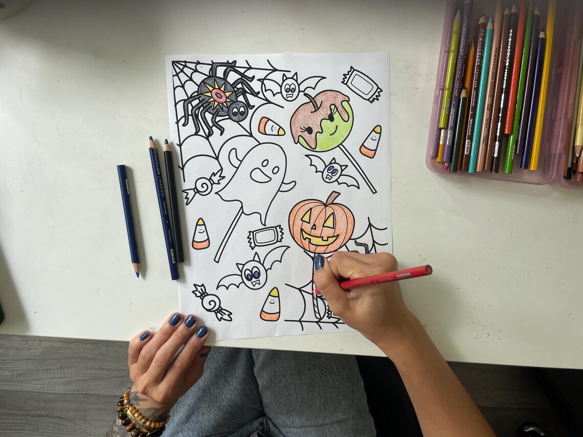 Happy Halloween Tracing Coloring Pages With Borders Set of 3 Spooky ...