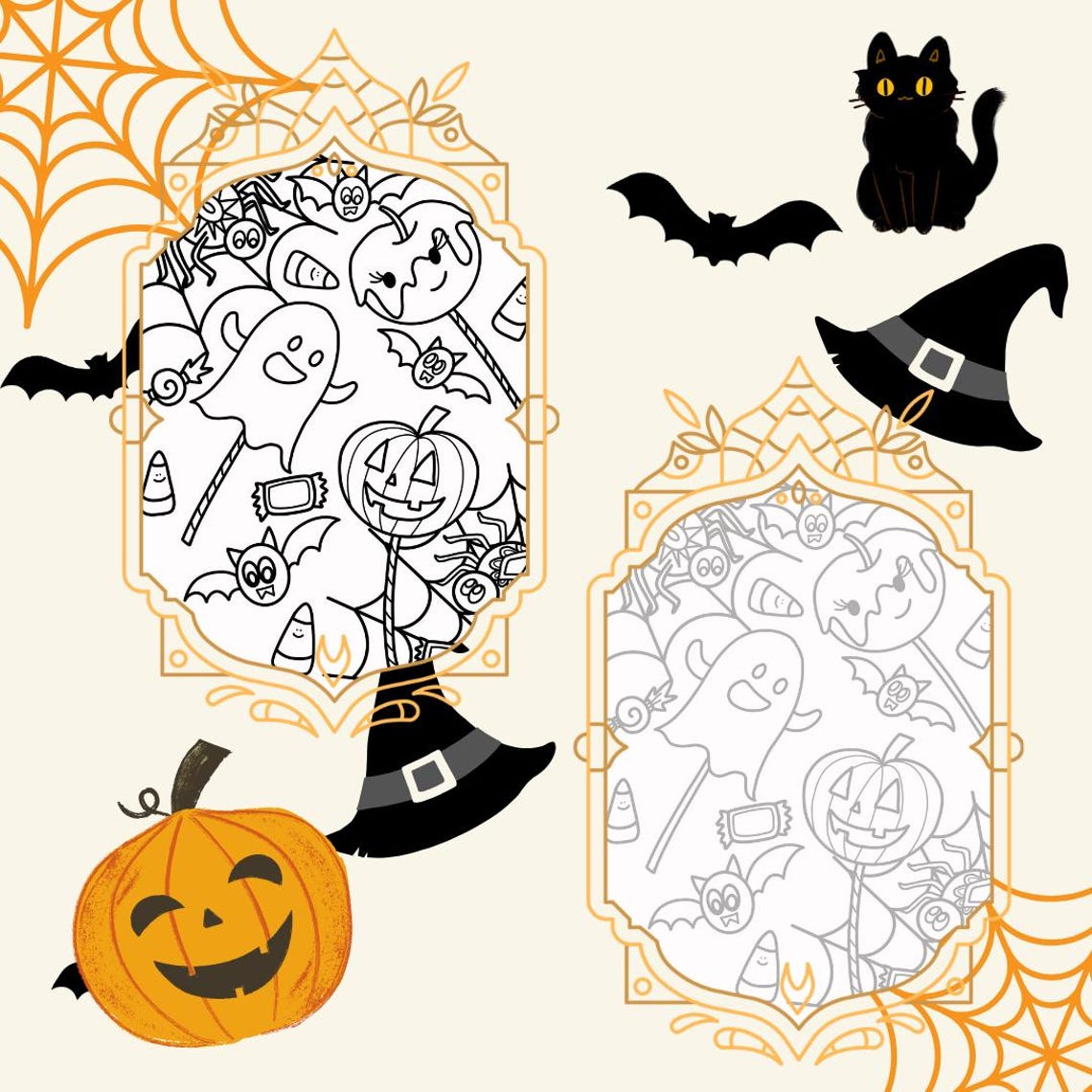 Happy Halloween Tracing Coloring Pages Set of 3 Spooky Dance Party ...