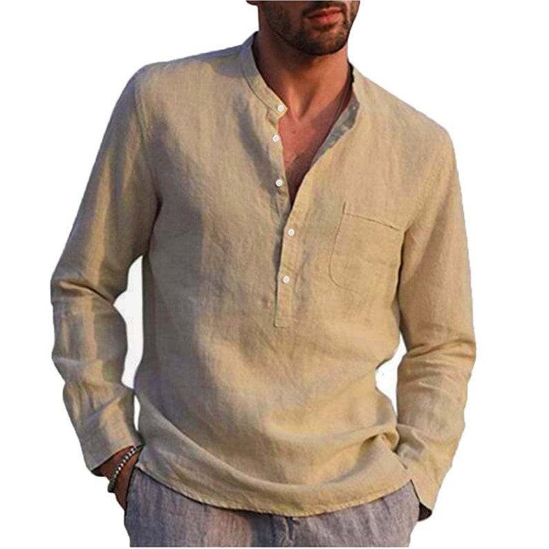 Linen Summer Shirt for Men Lightweight Casual Long Sleeved - Etsy