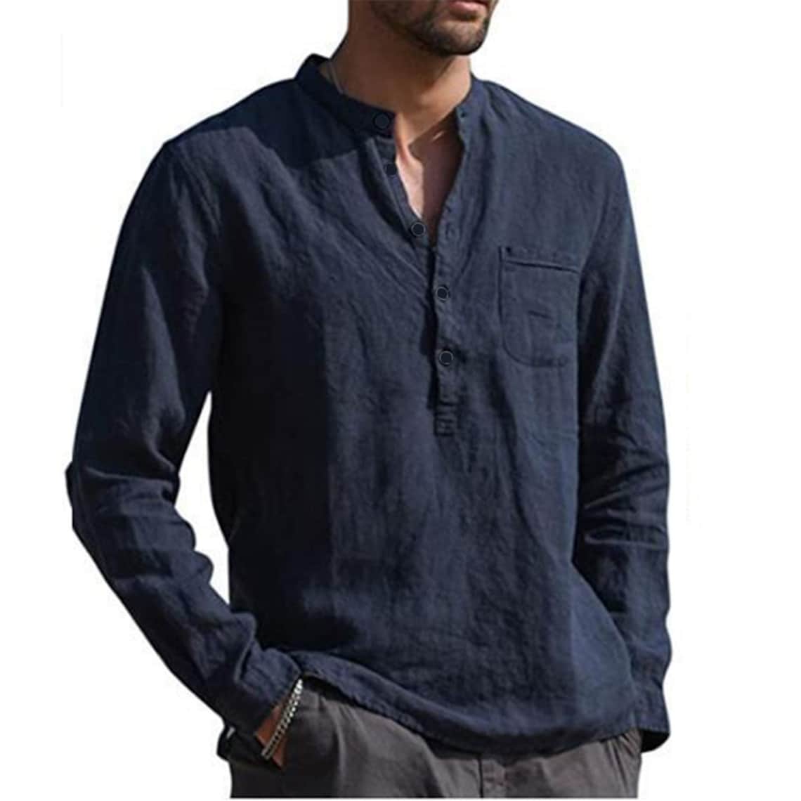 Linen Summer Shirt for Men Lightweight Casual Long Sleeved - Etsy