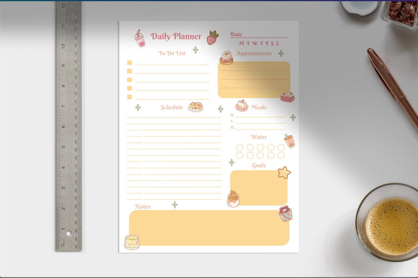 Kawaii Daily Planner Page Journaling Cute Digital - Etsy