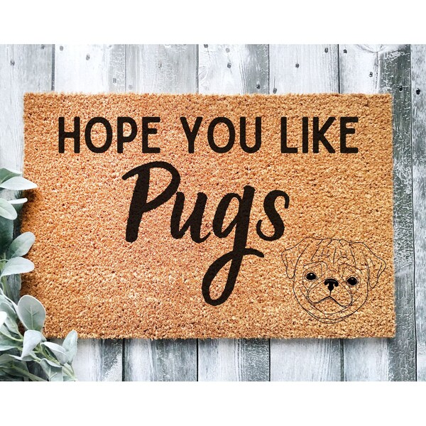 Pug Welcome Mat - Etsy