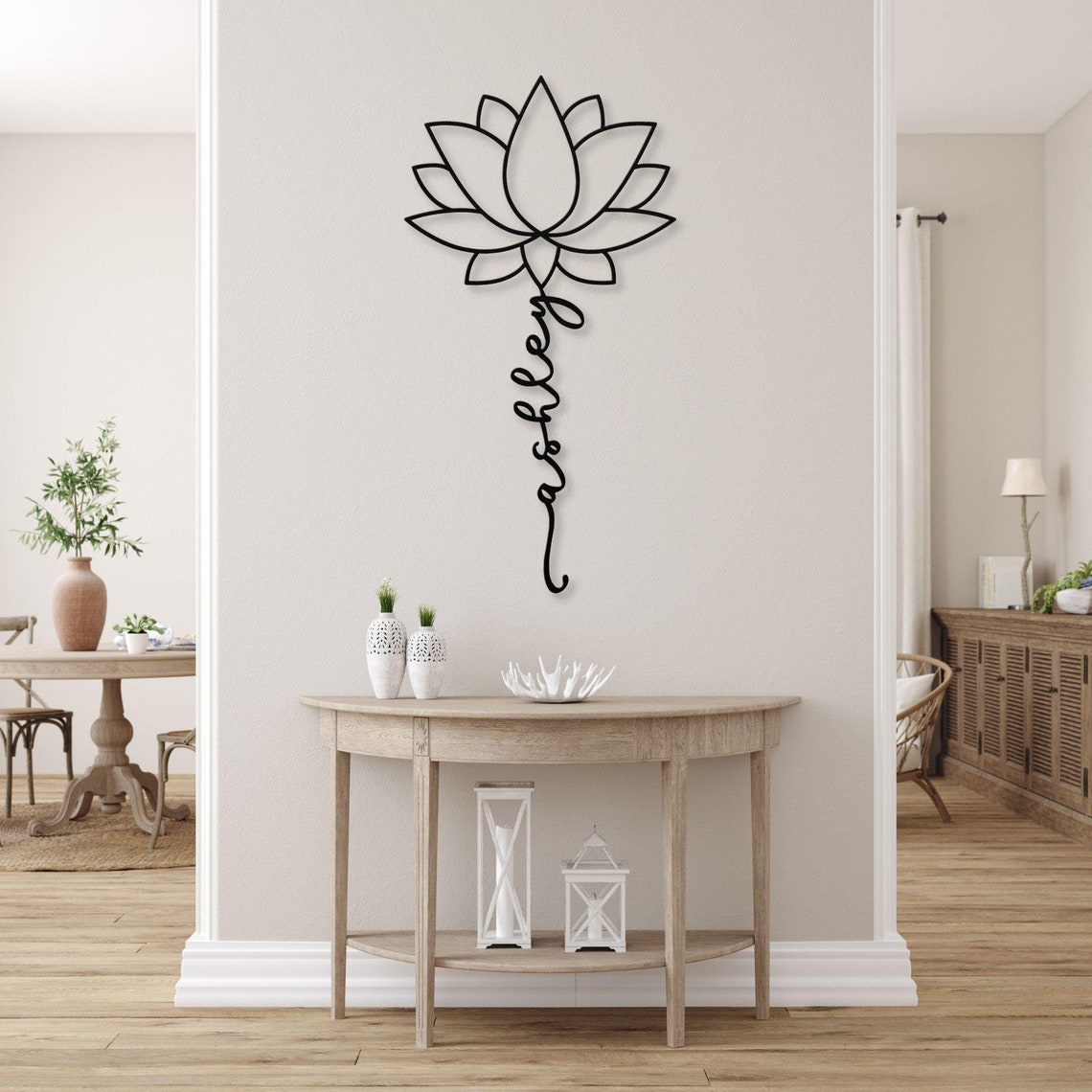 Lotus Flower Metal Wall Art, Custom Minimalist Lotus Flower, Lotus ...