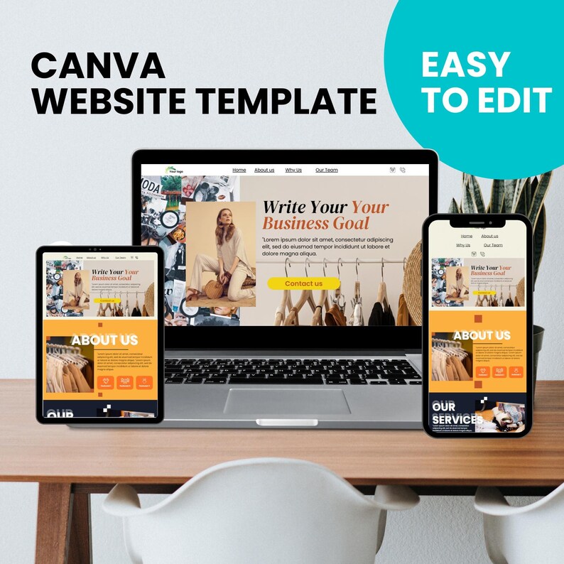 DIY Website Template Business Canva Website Template - Etsy