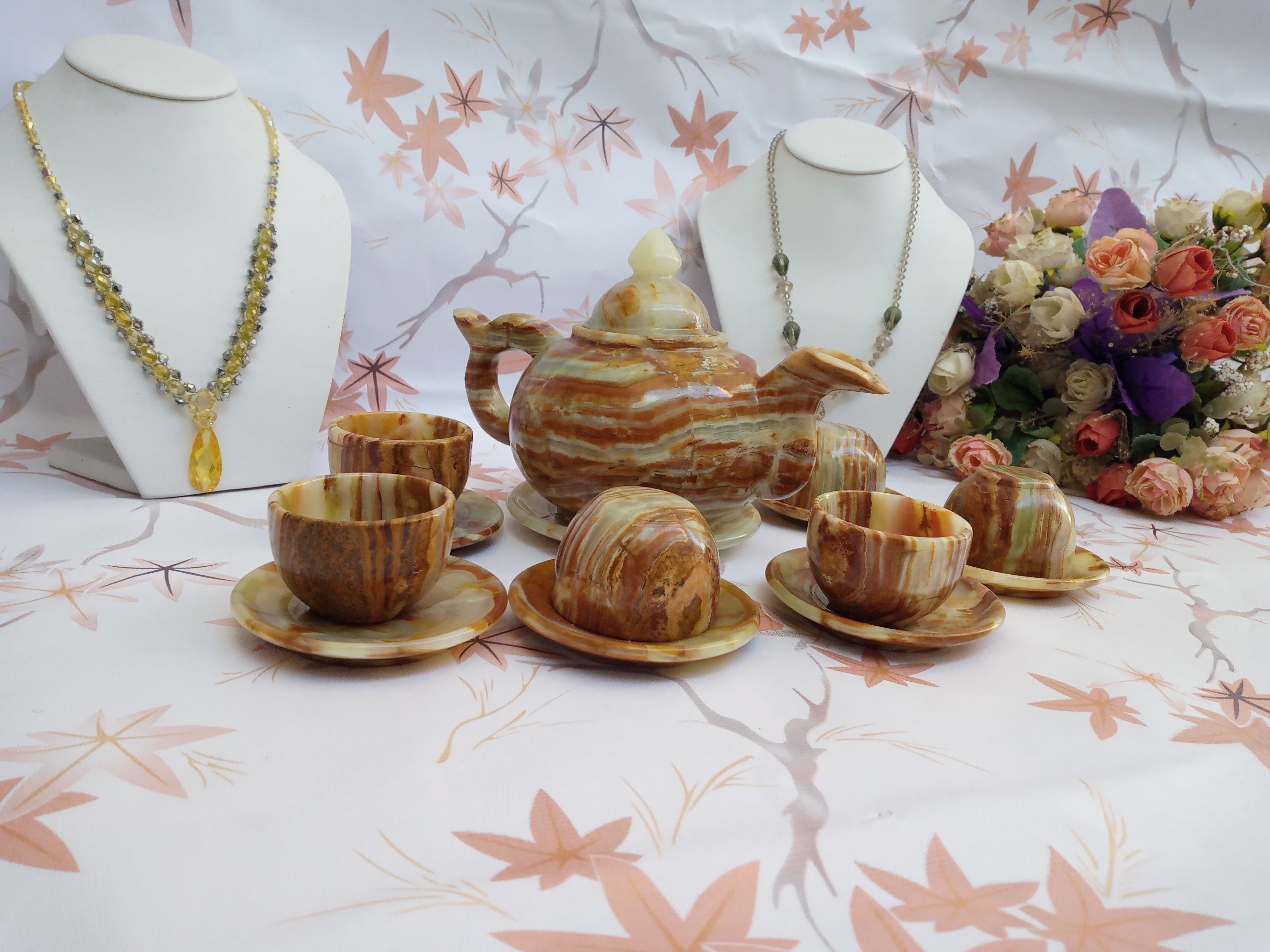 Large Teapot Set Onyx Handmade Teapot and Cups Set Wedding - Etsy