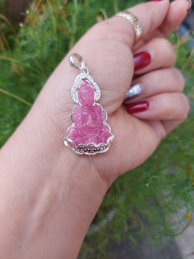 Kwan Yin Buddha Necklace Real Jade Pendant Stone Charm Necklace Men ...